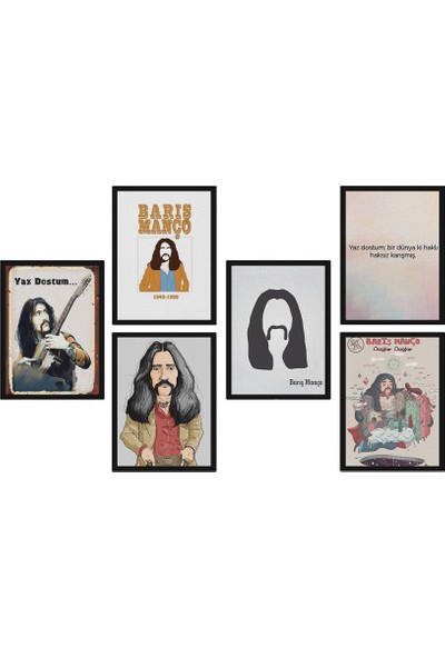 Hero Tasarım Barış Manço 6 Parça Mdf TABLOGMZ226