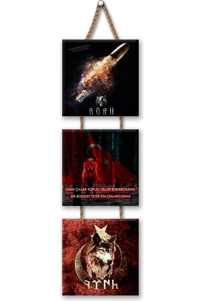 Hero Tasarım Bozkurt 3 Parça Ipli Mdf TABLOTLH1014