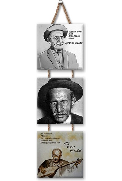 Hero Tasarım Aşık Veysel 3 Parça Ipli Mdf TABLOTGTB1324 Hero Tasarım Aşık Veysel 3 Parça Ipli Mdf TABLOTGTB1324