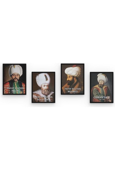 Hero Tasarım Osmanlı Padişahları 4 Parça Mdf TABLOSLA646