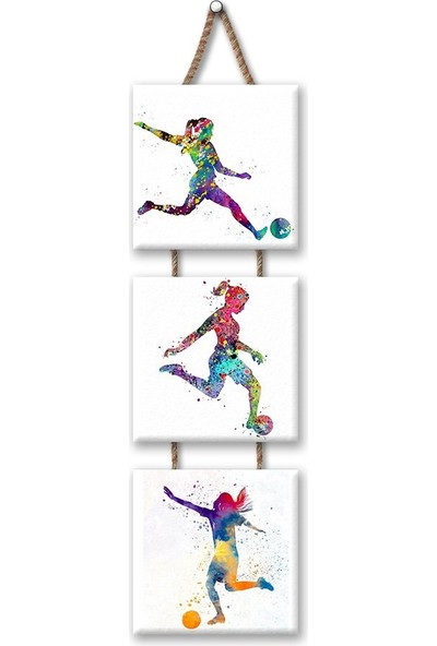 Hero Tasarım Futbolcular 3 Parça Ipli Mdf TABLOTLH1059
