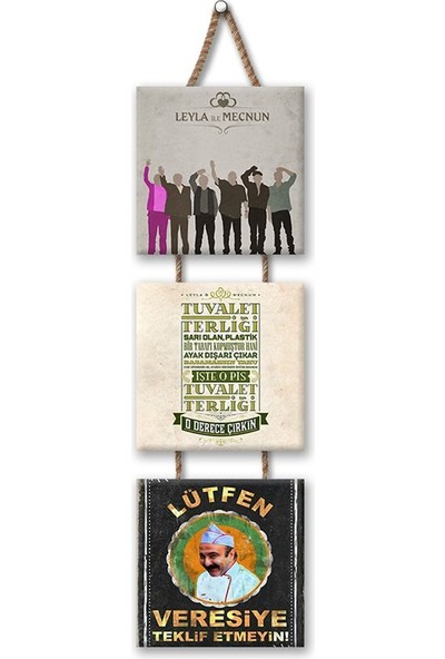 Hero Tasarım Leyla ile Mecnun 3 Parça Ipli Mdf TABLOTLHT170