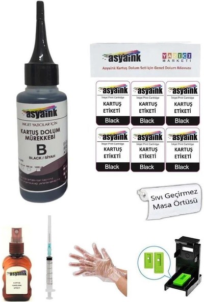 Asyaink Hp 300, Hp 300XL Uyumlu Siyah Kartuş Dolum Seti Asyaink Hp 300, Hp 300XL Uyumlu Siyah Kartuş Dolum Seti