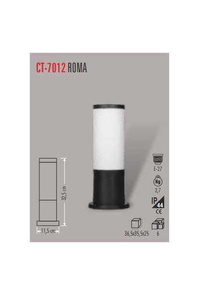 Cata Ct-7012 Roma Bahçe Armatürü(32,5cm E27 Ampulsuz)