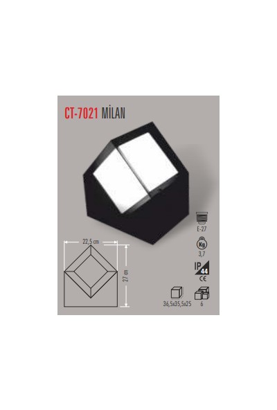 Cata Ct-7021 Milan Set Üstü Bahçe ARMATÜRÜ(E27) Cata Ct-7021 Milan Set Üstü Bahçe ARMATÜRÜ(E27)