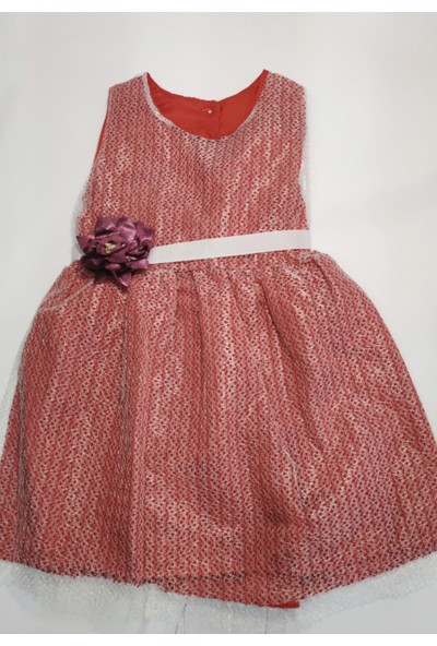 Mor Çilek Gül Aksesuarlı Kız Çocuk Abiye