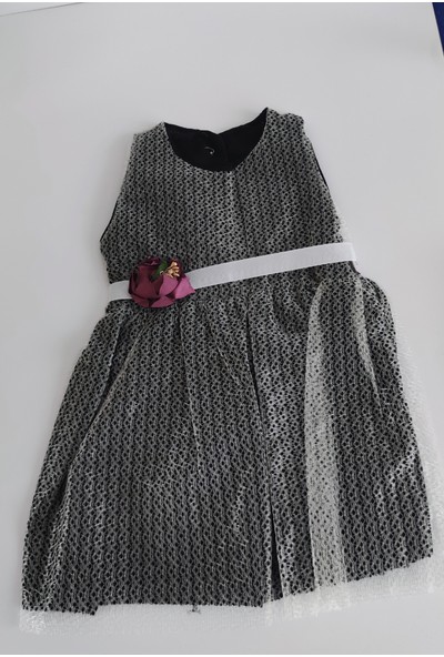 Mor Çilek Gül Aksesuarlı Kız Çocuk Abiye