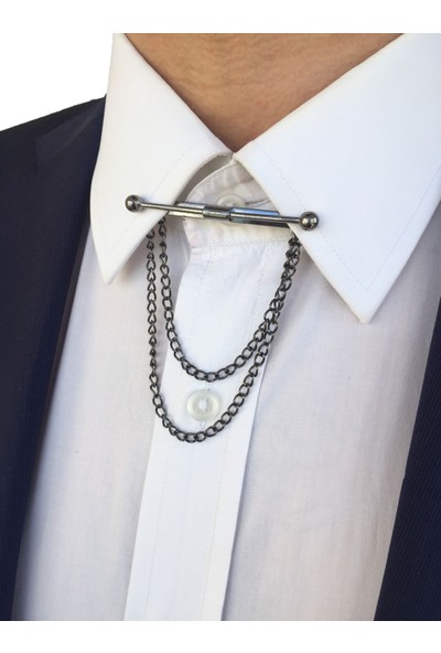 Tezgah İstanbul Dark Silver Zincirli Gömlek Yaka Iğnesi Tezgah İstanbul Dark Silver Zincirli Gömlek Yaka Iğnesi
