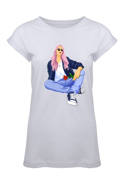 Tisho Pembe Sacli Kiz Kadın Tunik