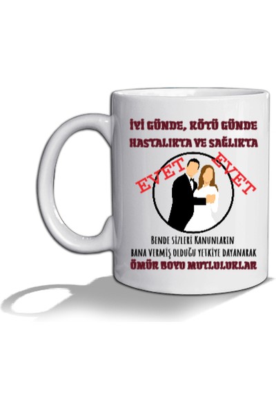 Nikah Akdi Beyaz Kupa Bardak