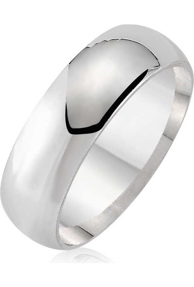 Gumush Düz Bombeli Gümüş Alyans - 6 mm