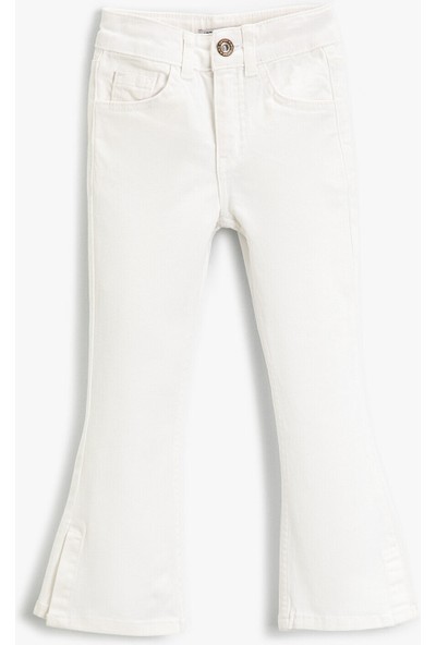 Koton Kız Çocuk Yırtmaç Detaylı İspanyol Paça Slim Fit Kot Pantolon Pamuklu