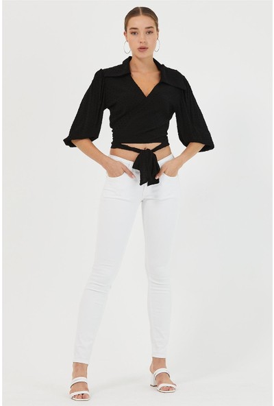 So Sweet Kadın Açık Yaka Bluz Siyah