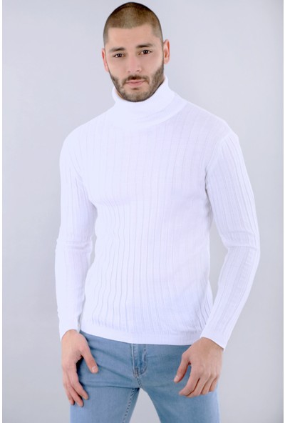 Arlin Erkek Tam Balıkçı Yaka Fitilli Slim Fit Beyaz Triko/kazak Arlin Erkek Tam Balıkçı Yaka Fitilli Slim Fit Beyaz Triko/kazak