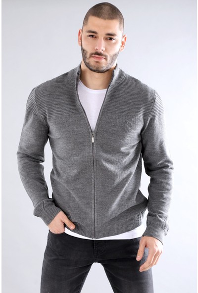 Arlin Erkek Fermuarlı Hakim Yaka Antrasit Hırka Arlin Erkek Fermuarlı Hakim Yaka Antrasit Hırka