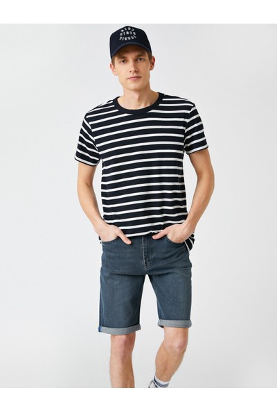 Koton Katlamalı Denim Şort Koton Katlamalı Denim Şort