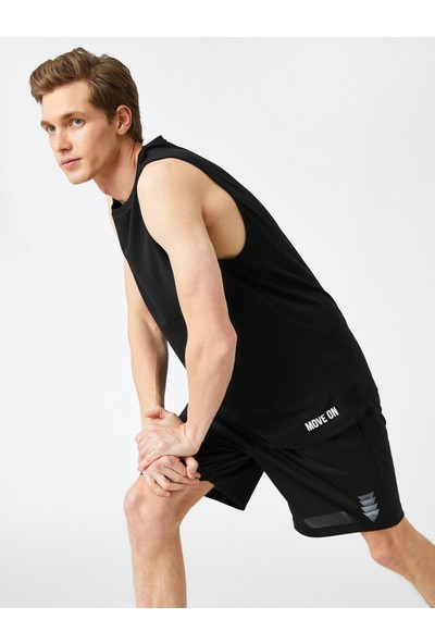 Koton Erkek Baskılı Sporcu Atlet Kolsuz Bisiklet Yaka