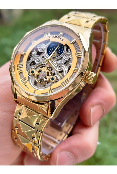 Commes Otomatik Erkek Kol Saati Renkli Cam Crono Tüm Fonksiyonlar Aktif Bileklik Hediyeli