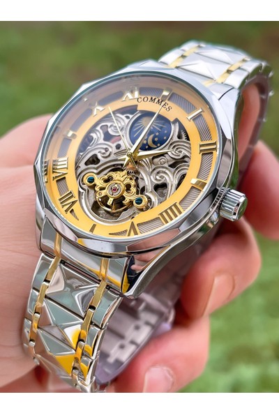 Commes Otomatik Erkek Kol Saati Renkli Cam Crono Tüm Fonksiyonlar Aktif Bileklik Hediyeli