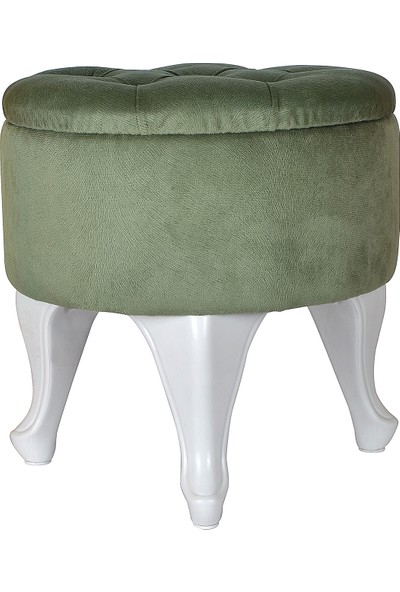 Puffrs Puf Koltuk Tabure Lükens Ayaklı Kapitoneli -Yeşil