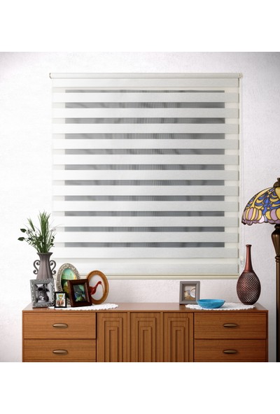 Beyaz Bambu Sık Dokuma Ultra Lüks Zebra Perde