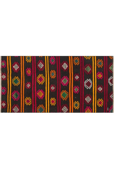 Gerçek El Dokuma Sarı Turuncu Çiçekli Vintage Kilim Gerçek El Dokuma Sarı Turuncu Çiçekli Vintage Kilim