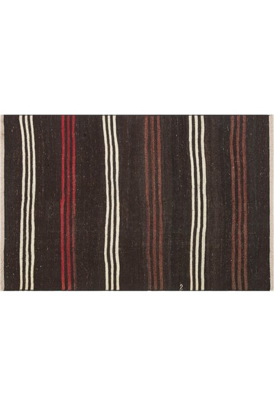 Krem Mürdüm Rengi Çizgili El Dokuma Vintage Kilim 100X200 cm Krem Mürdüm Rengi Çizgili El Dokuma Vintage Kilim 100X200 cm