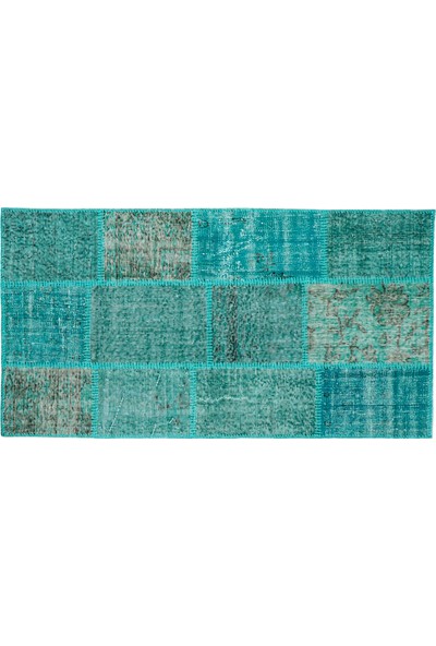 Açık Turkuaz Renk El Dokuma Patchwork HALI-80X150 Açık Turkuaz Renk El Dokuma Patchwork HALI-80X150
