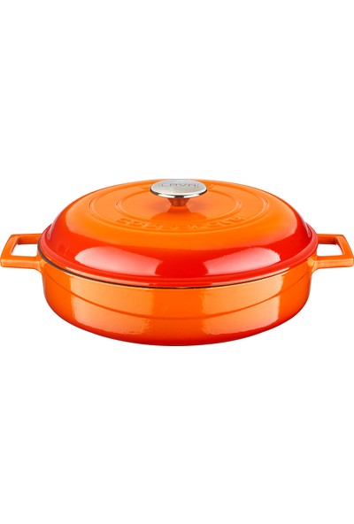 Lava Döküm Çok Amaçlı Kubbe Form Kapaklı Yayvan Tencere Çap(Ø) 28 Cm, Iç Krem, Turuncu Lava Döküm Çok Amaçlı Kubbe Form Kapaklı Yayvan Tencere Çap(Ø) 28 Cm, Iç Krem, Turuncu