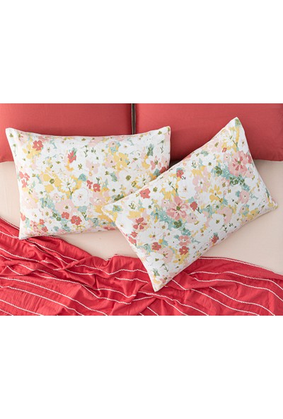 Floral Pureness Pamuklu 2'li Yastık Kılıfı 50 x 70 cm Pembe
