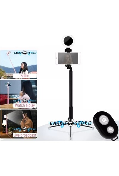 Rabbit Store Xiaomi Mi Note 2 Uyumlu Işıklı Tripod Bluetooth Selfie Çubuğu Kumadalı Tiktok Youtube Çekimi Siyah Rabbit Store Xiaomi Mi Note 2 Uyumlu Işıklı Tripod Bluetooth Selfie Çubuğu Kumadalı Tiktok Youtube Çekimi Siyah