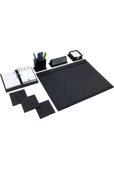 Ahşap Alem Ab-I Hayat Süet 5 Parça Sümen Takımı Nubuk Siyah