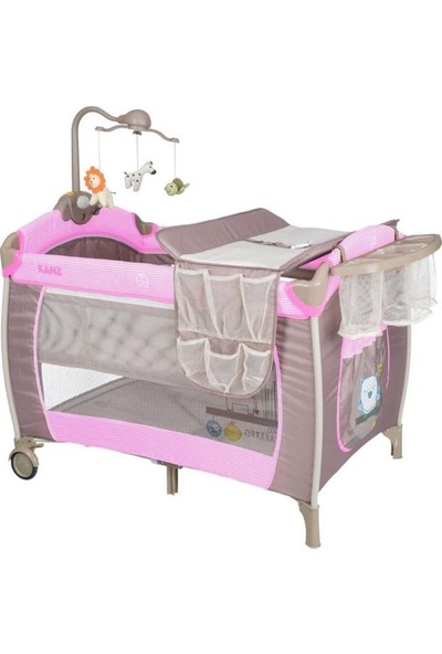 Yeni Kanz Hamburg 70X110CM Dönenceli Oyun Parkı Seyahat Yatağı - Pembe