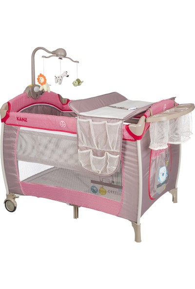 Yeni Kanz Hamburg 70X110CM Dönenceli Oyun Parkı Seyahat Yatağı - Kırmızı