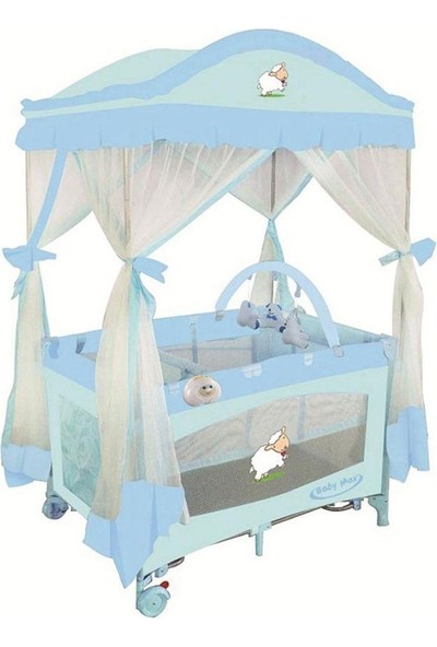 Yeni Kraft Baby Max Safir Cibinlikli Oyun Parkı 76 x 110 - Mavi