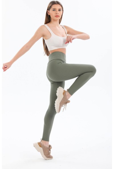 Toparlayıcı Extra Esnek Yüksek Bel Fitili Tayt