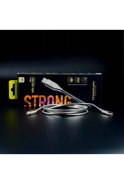 Powerway 2.1A (Type-C) Metal Hızlı Şarj Kablosu Powerway CX03 Powerway 2.1A (Type-C) Metal Hızlı Şarj Kablosu Powerway CX03