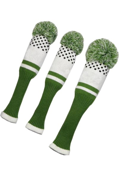 Pom Golf Kulübü Set Örme Kulübü Headcover Ahşap Sürücü Kafası Koruyucu Beyaz Yeşil Pom Golf Kulübü Set Örme Kulübü Headcover Ahşap Sürücü Kafası Koruyucu Beyaz Yeşil