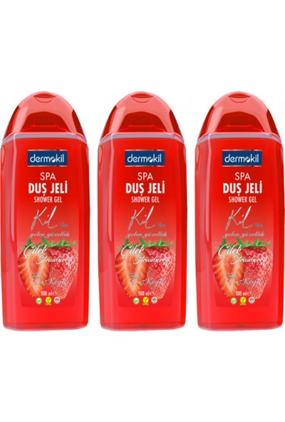 Dermokil Therapy Çilek Duş Jeli 3 Adet x 500 ml