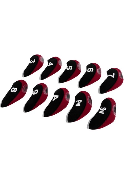 10 Adet Neopren Golf Kulübü Başkanı Demir Koruyucu Siyah + Claret Kapakları