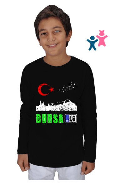Tisho Bursa Şehir,türkiye,türkiye Bayrağı. Çocuk Unisex Uzunkollu Tisho Bursa Şehir,türkiye,türkiye Bayrağı. Çocuk Unisex Uzunkollu
