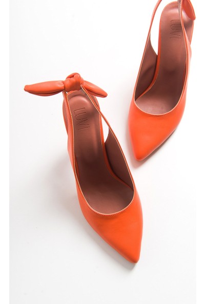 Luvi 601 Turuncu Cylt Topuklu Kadyn Sandalet