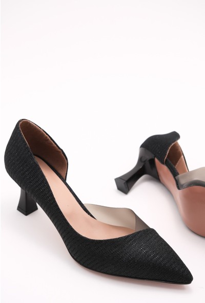 Luvi 353 Siyah Simli Topuklu Kadın Ayakkabı Luvi 353 Siyah Simli Topuklu Kadın Ayakkabı