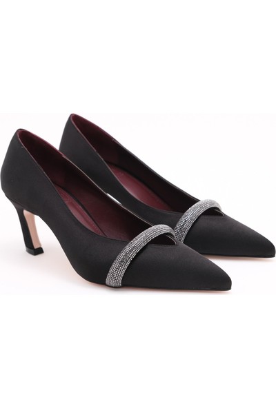 Luvi Rosıe Siyah Saten Kadın Topuklu Ayakkabı