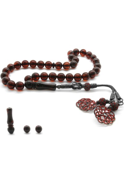 Nipora 1000 Ayar Kazaz Püsküllü Küre Kesim Koyu Kırmızı Damla Kehribar Tesbih Nipora 1000 Ayar Kazaz Püsküllü Küre Kesim Koyu Kırmızı Damla Kehribar Tesbih