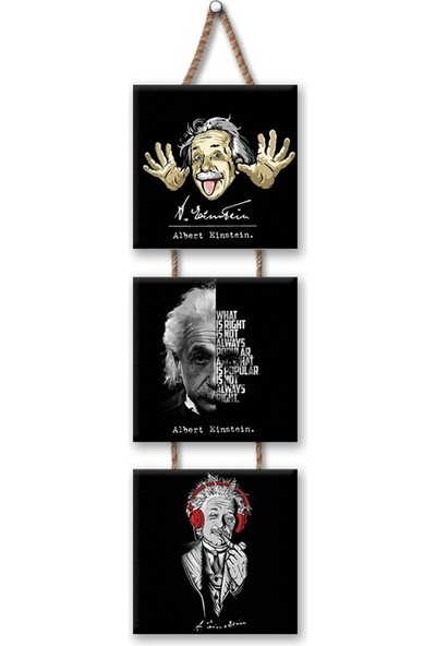 Albert Einstein 3 Parça Ipli Mdf TABLOTGTB1298 Albert Einstein 3 Parça Ipli Mdf TABLOTGTB1298