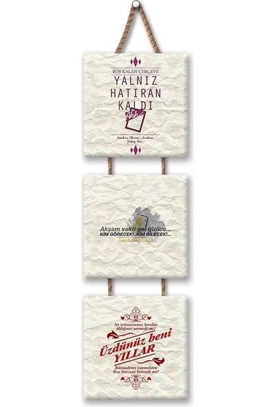 Kırışmış Kağıtlar 3 Parça Ipli Mdf TABLOTLH1503