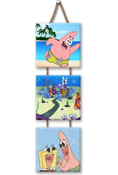 Sünger Bob 3 Parça Ipli Mdf TABLOTLH2674