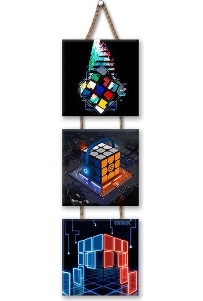 Rubik Küp 3 Parça Ipli Mdf TABLOTLH1116 Rubik Küp 3 Parça Ipli Mdf TABLOTLH1116