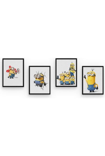 Minions 4 Parça Mdf TABLOSLA564